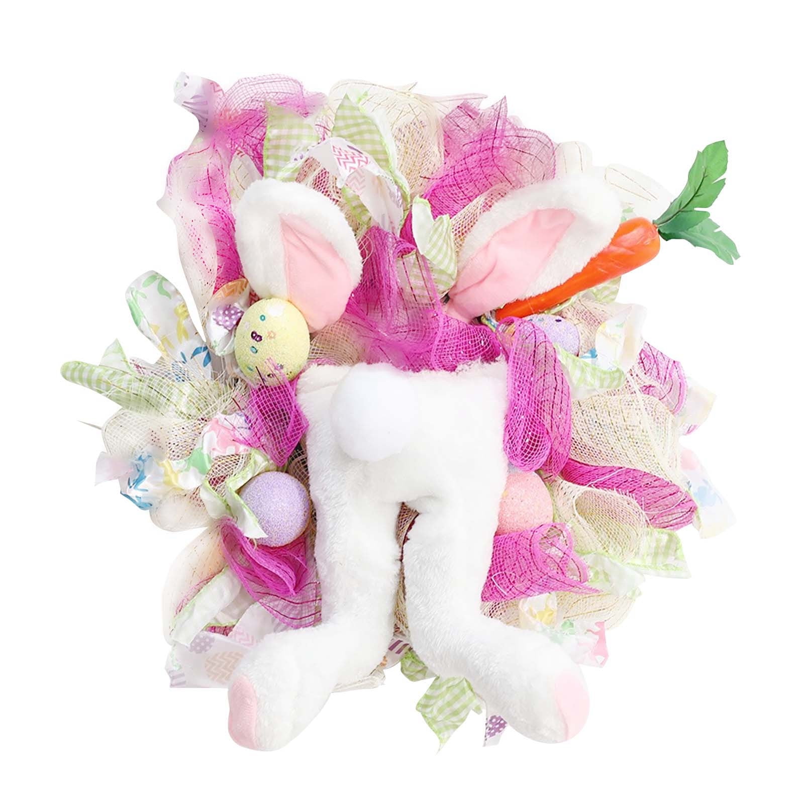 Easter Bunny Wreath For Front Door Cute Rabbit Garland Wreaths Rustic ...
