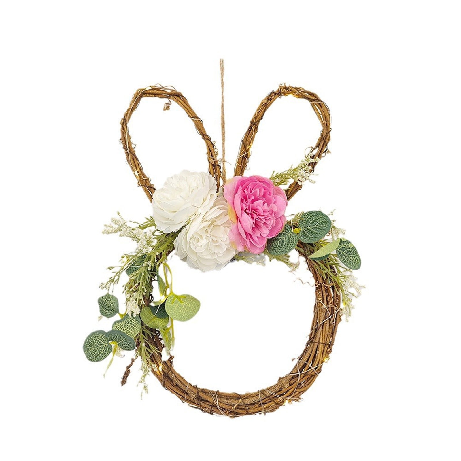 Easter Bunny Wreath For Front Door, Easter Decorations 12.6" Rabbit ...