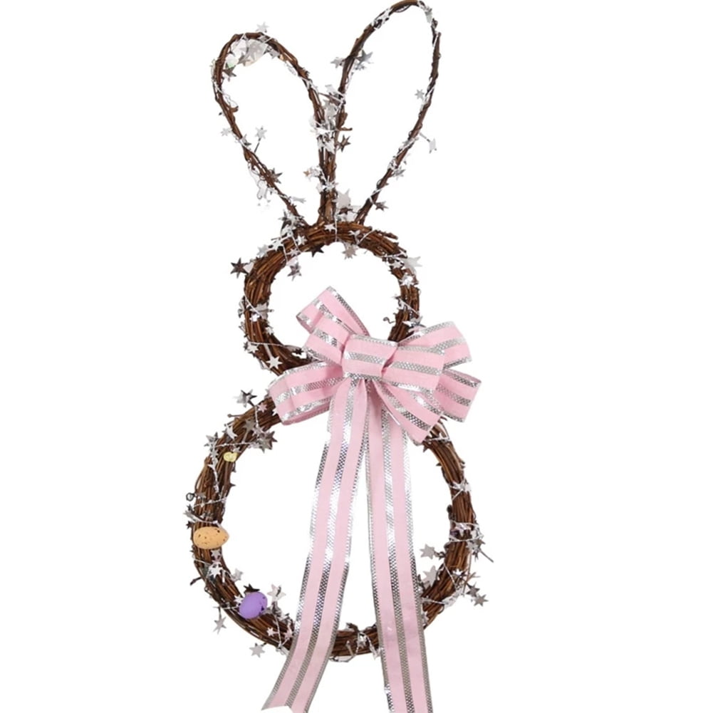 Easter Bunny Wreath for Front Door with LED Lights Easter Spring Bunny ...