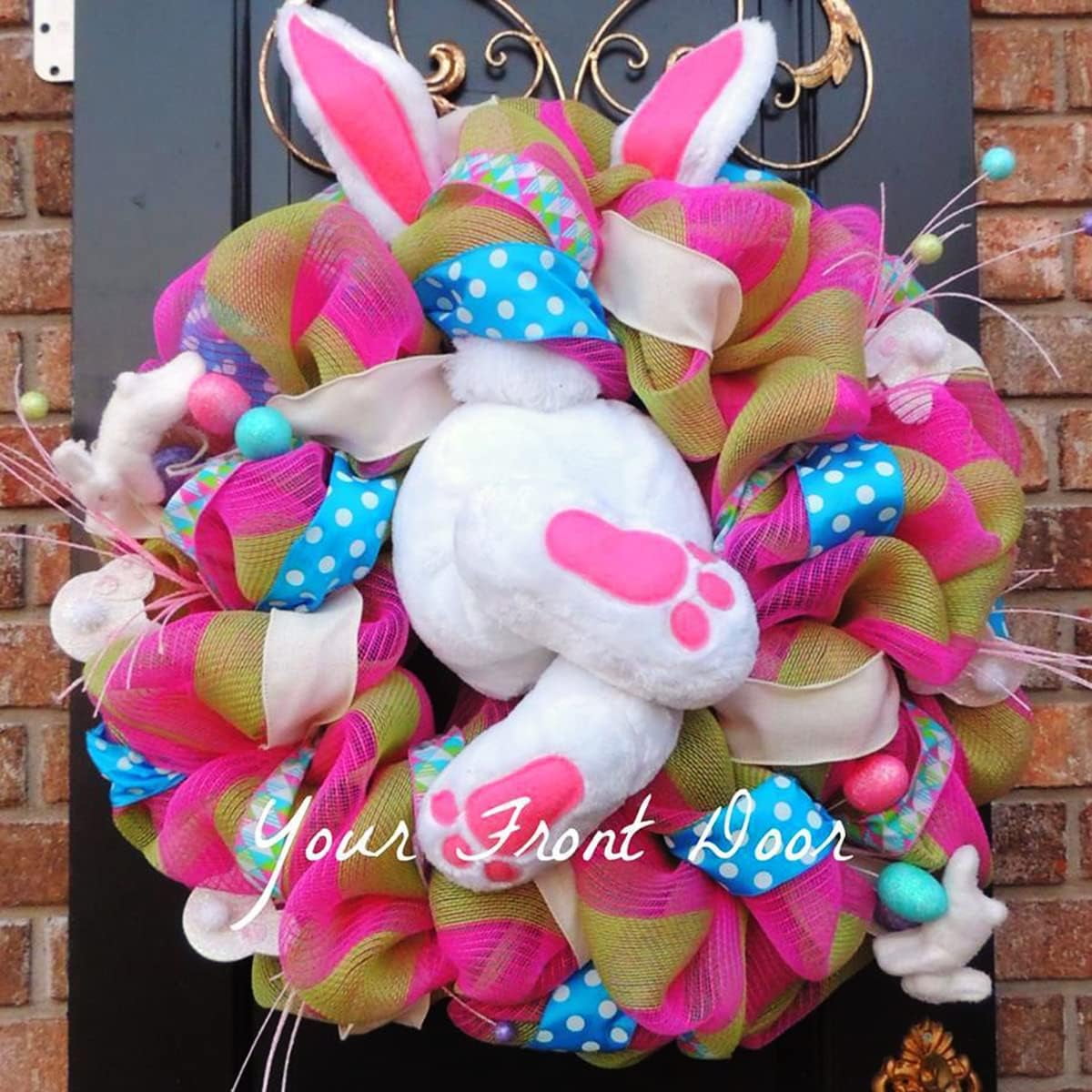 Easter Bunny Wreaths for Front Door, 2025 New Bunny Door Ornament ...