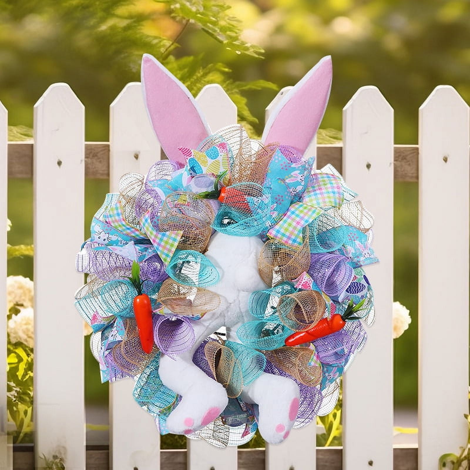 Easter Bunny Wreaths for Front Door, Bunny Door Ornament Rabbit Garland ...
