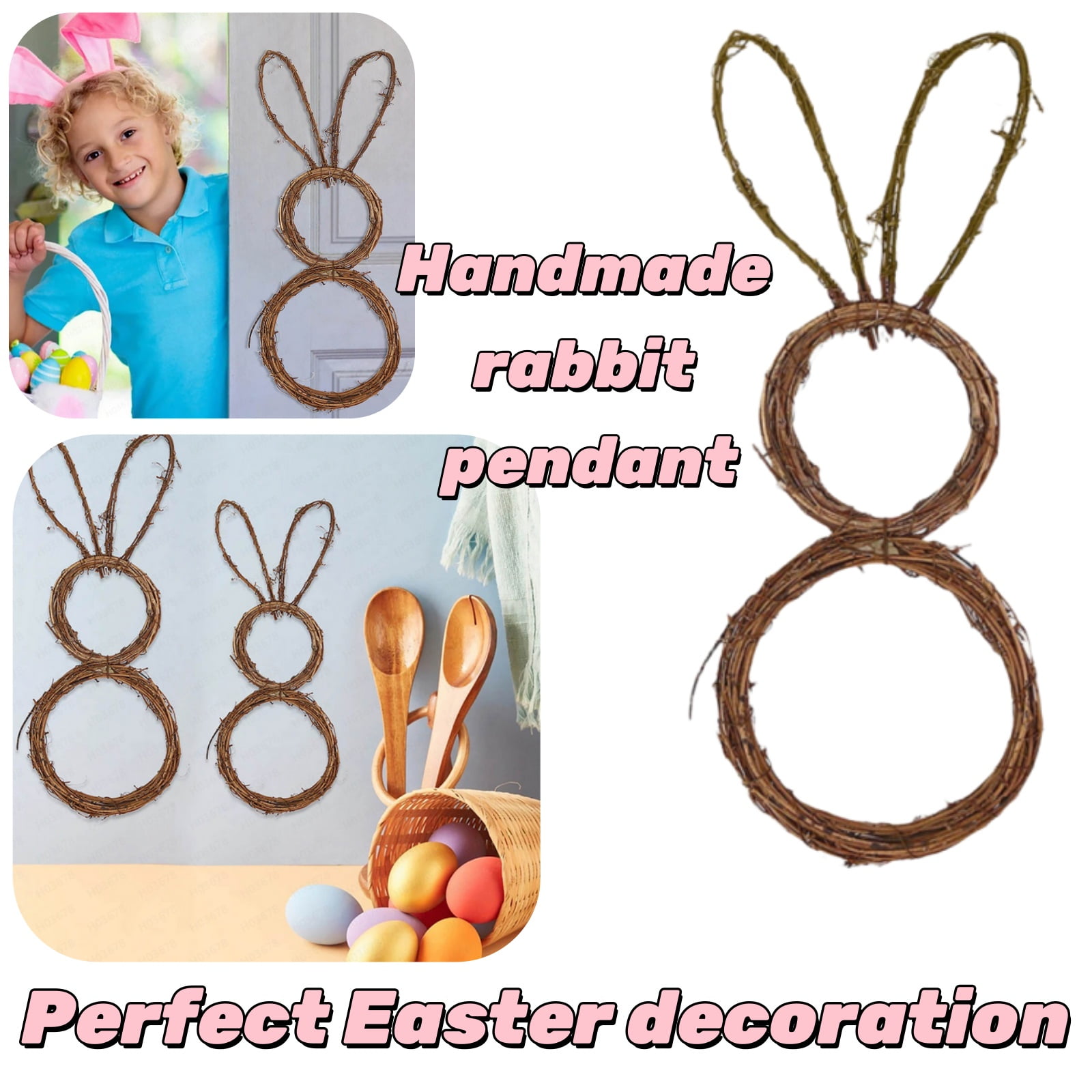 Easter Bunny Wreaths for Front Door Handmade Bunny Shaped Spring ...