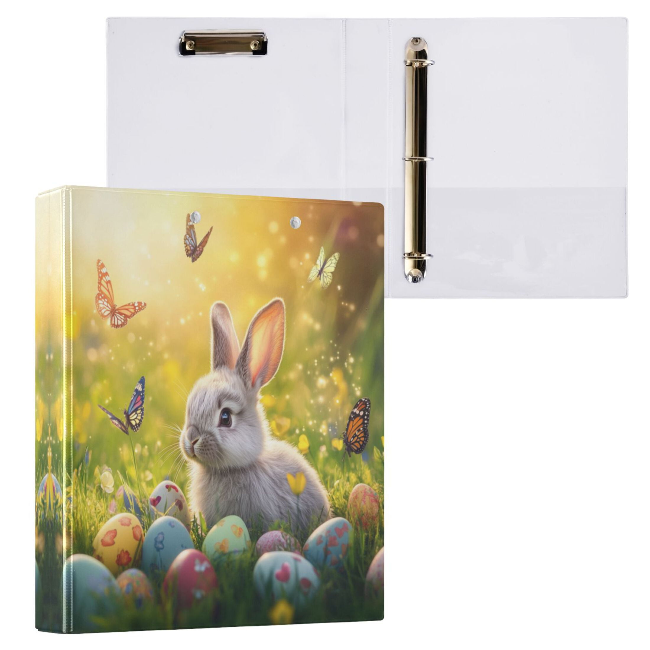 Easter Bunny and Butterflies 3 Ring Hardcover Binders 1.5in Round Rings ...