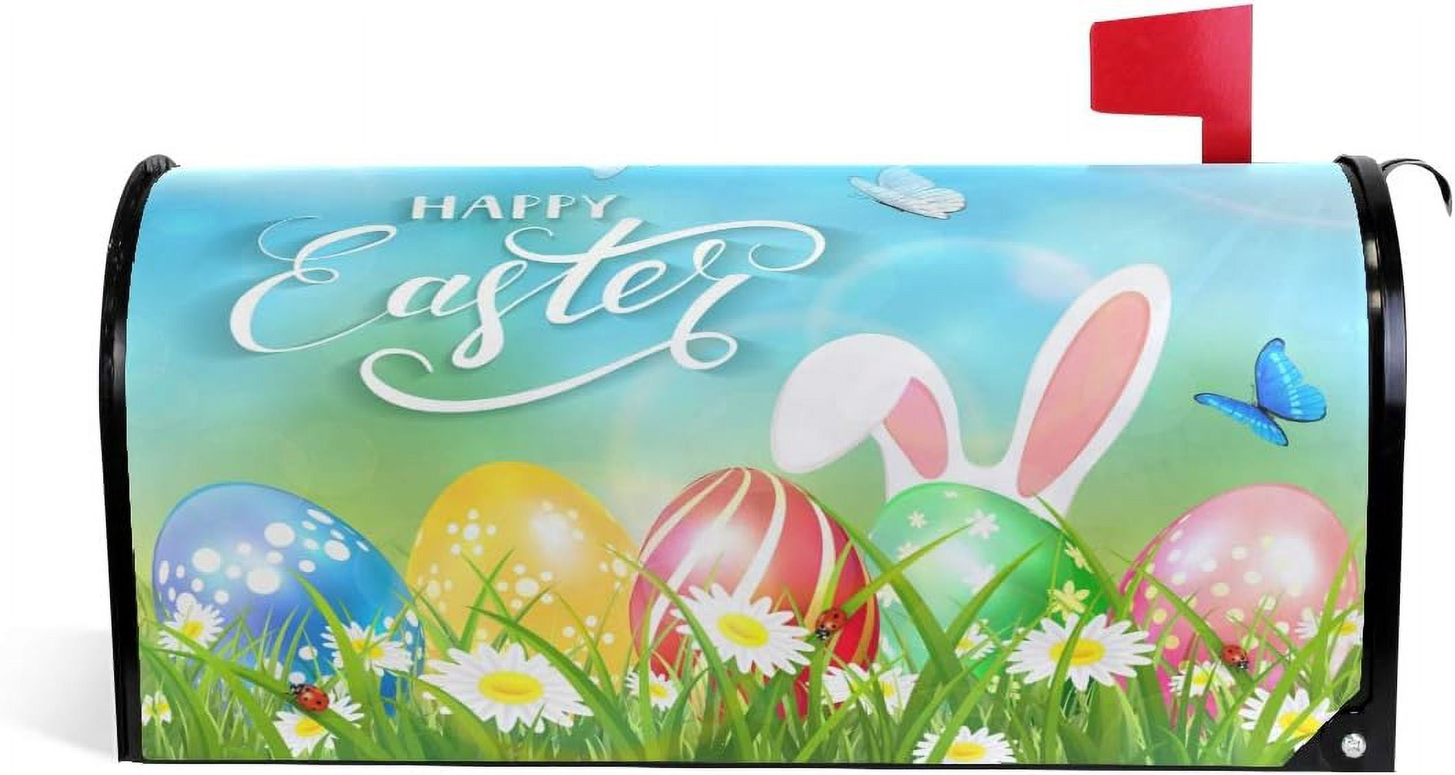 Easter Bunny and Eggs Magnetic Mailbox Cover MailWraps Garden Yard Home ...