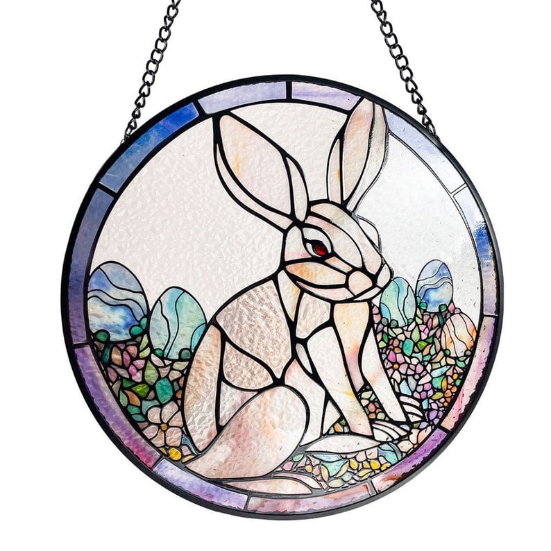 Easter Bunny and Eggs Stained Glass Suncatcher, Spring, Gifts, Wall Art ...