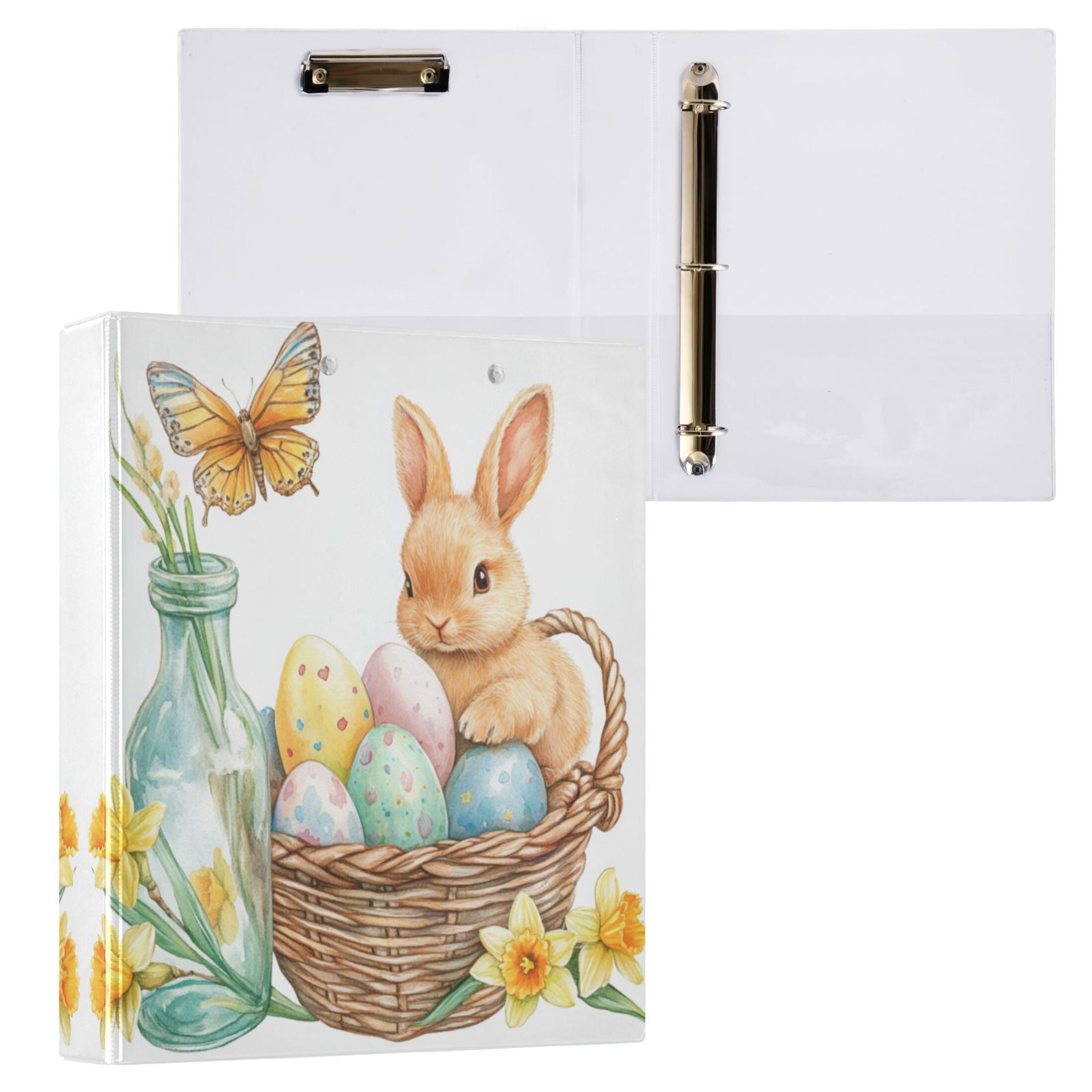 Easter Bunny and Glass Bottle 3 Ring Hardcover Binders 1.5in Round ...