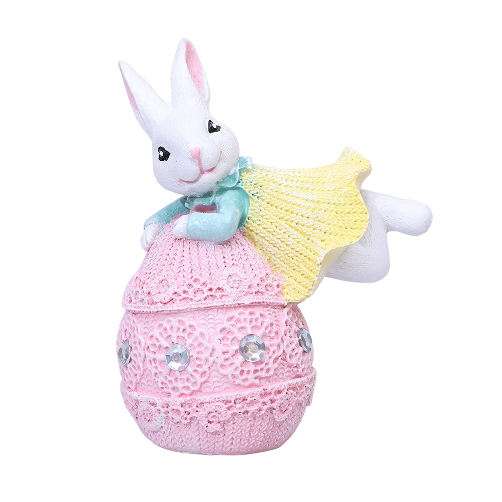 Easter Bunny-on-Egg Figurine - Intricate Lace Eggs with Rhinestone ...
