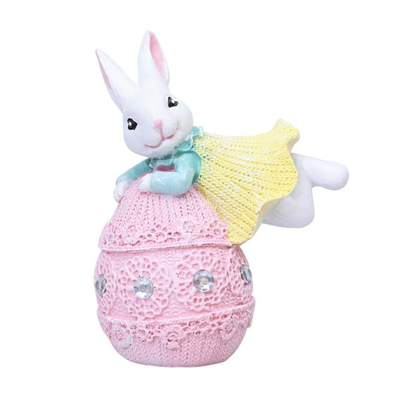 Easter Bunny-on-Egg Figurine - Intricate Lace Eggs with Rhinestone ...