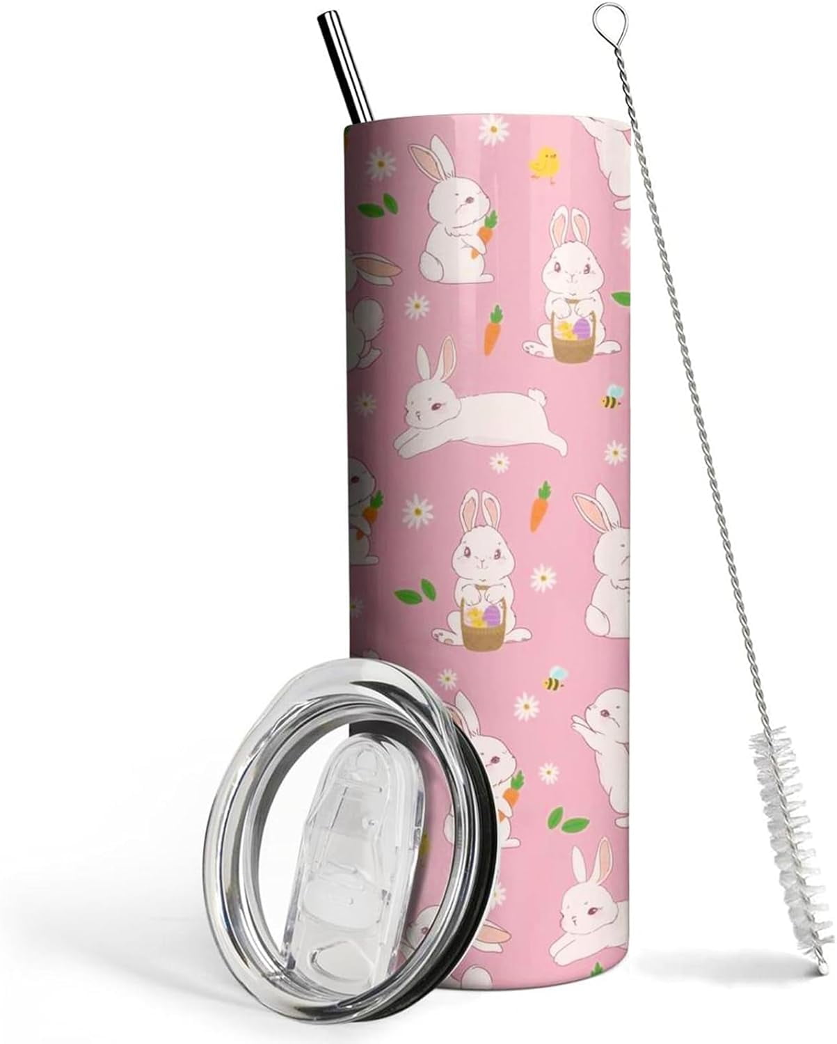 Easter Bunny tumbler with Lid and Straw,Rabbit Love Gifts For Women ...