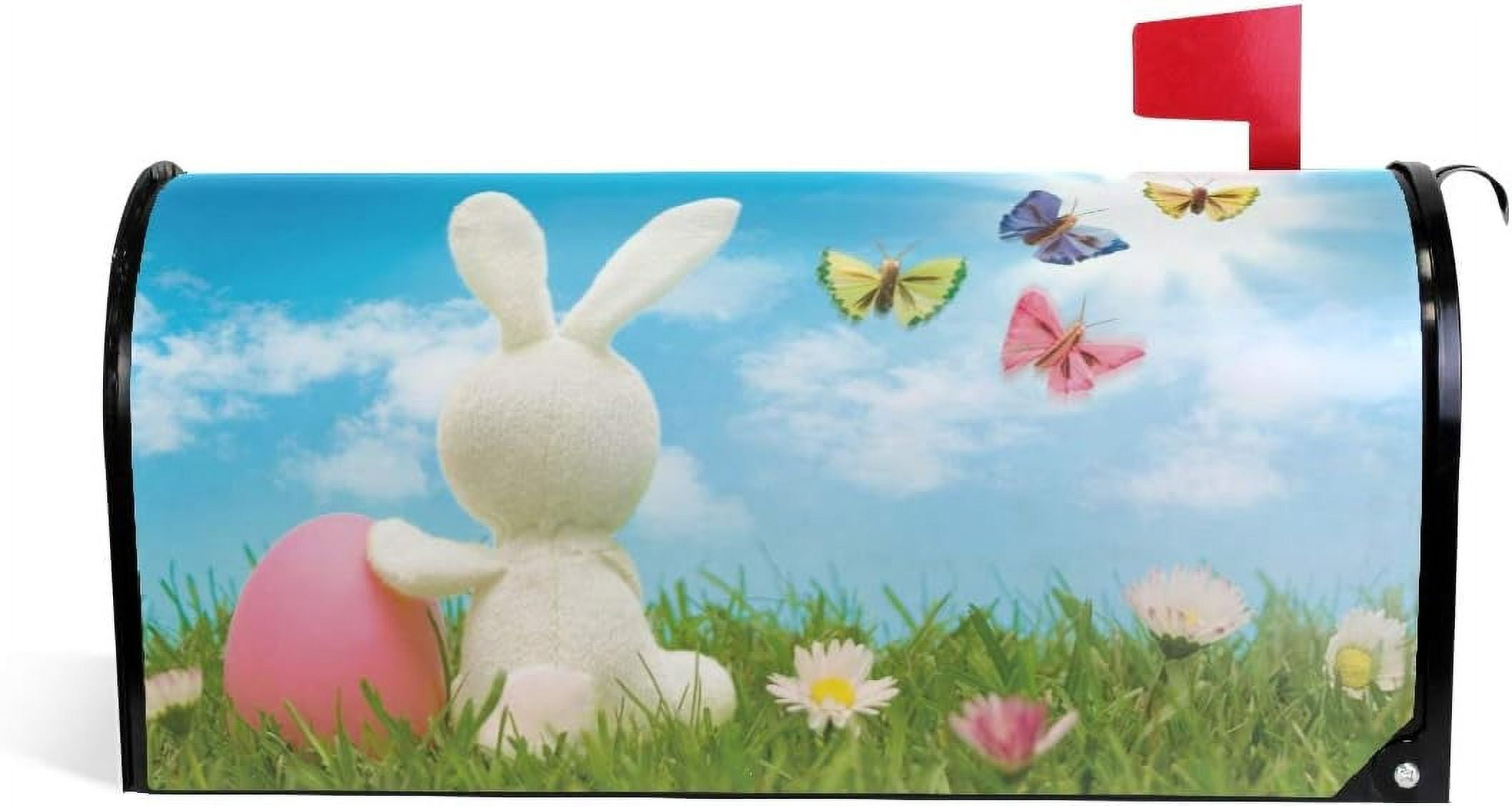 Easter Bunny with Eggs and Spring Butterfly Magnetic Magnetic Mailbox ...