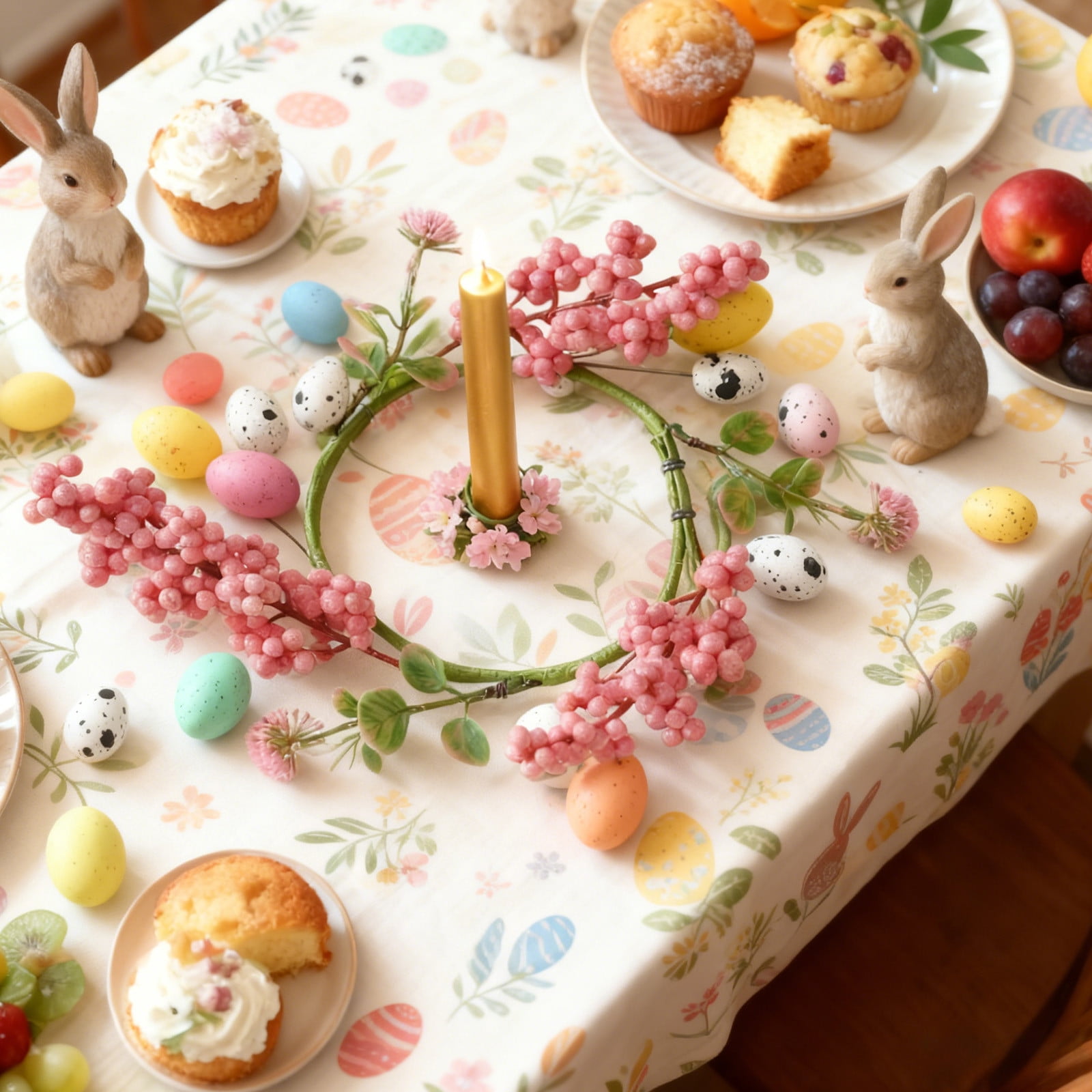 Easter Candlestick Wreath with Decorative Eggs and Butterflies for ...