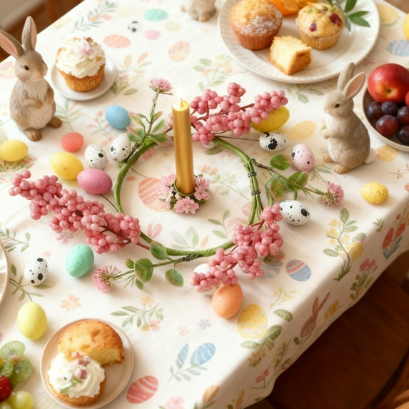 Easter Candlestick Wreath with Decorative Eggs and Butterflies for ...