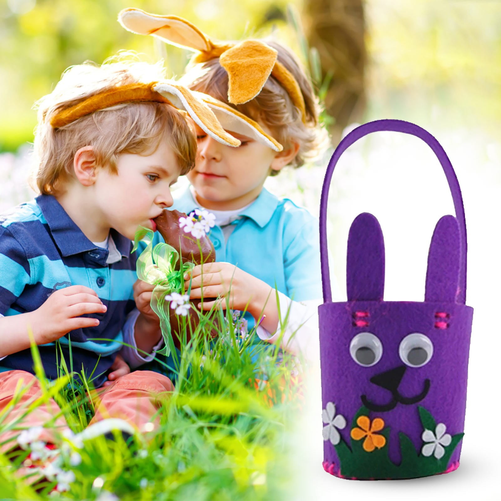 Easter Candy Basket Purple - Kids Diy Easter Egg Bunny Basket Craft Kit ...