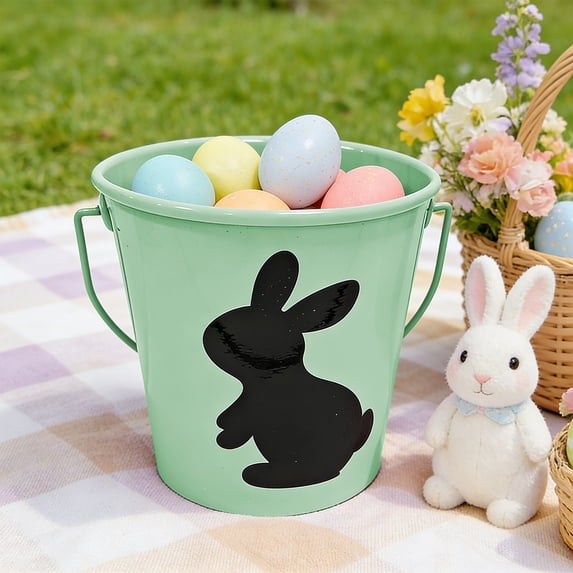 Easter Candy Bucket, Children's Gift Handheld Container, Metal Storage ...