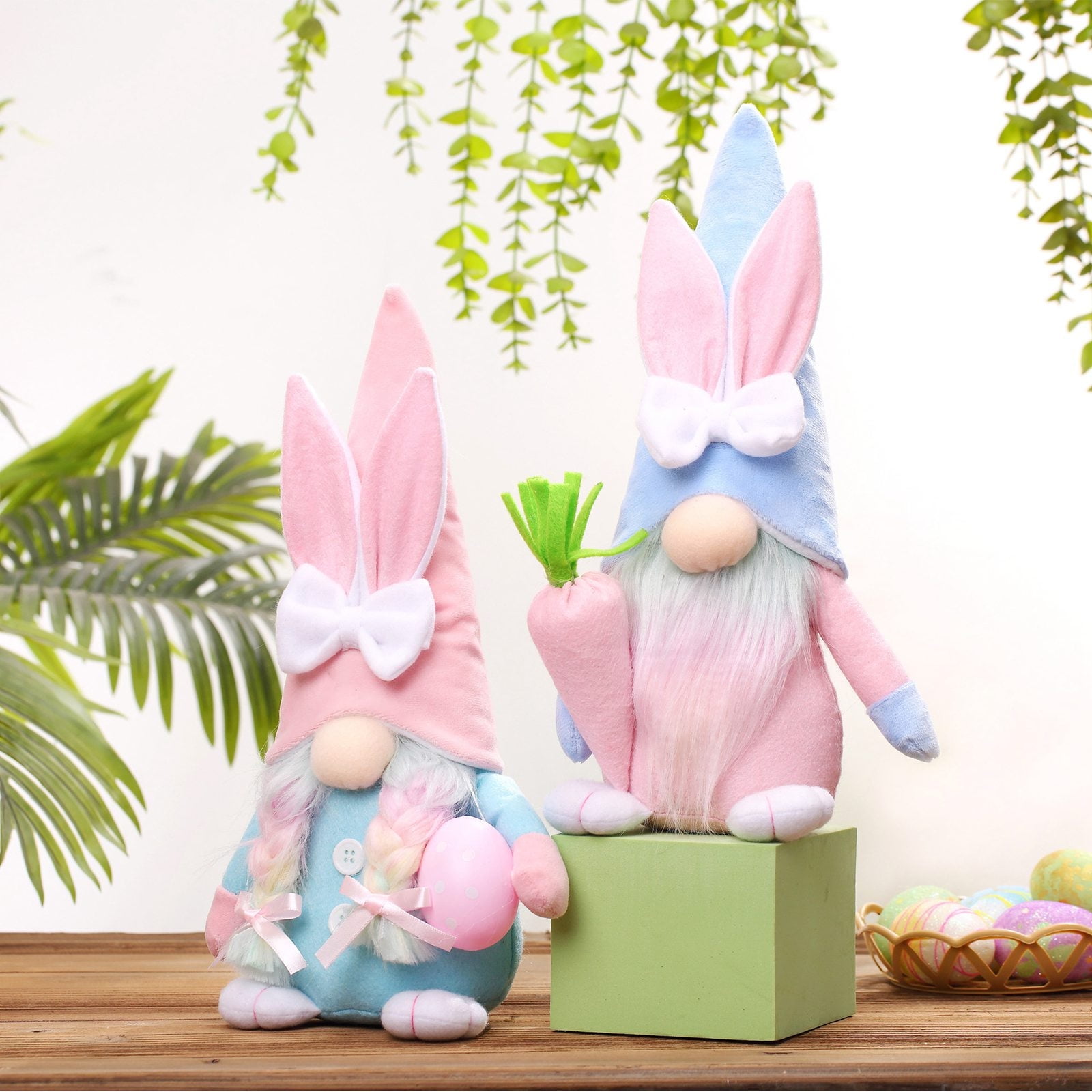 Easter Candy Easter Gnomes Decoration,2Pcs Spring Bunny Dolls With Egg ...