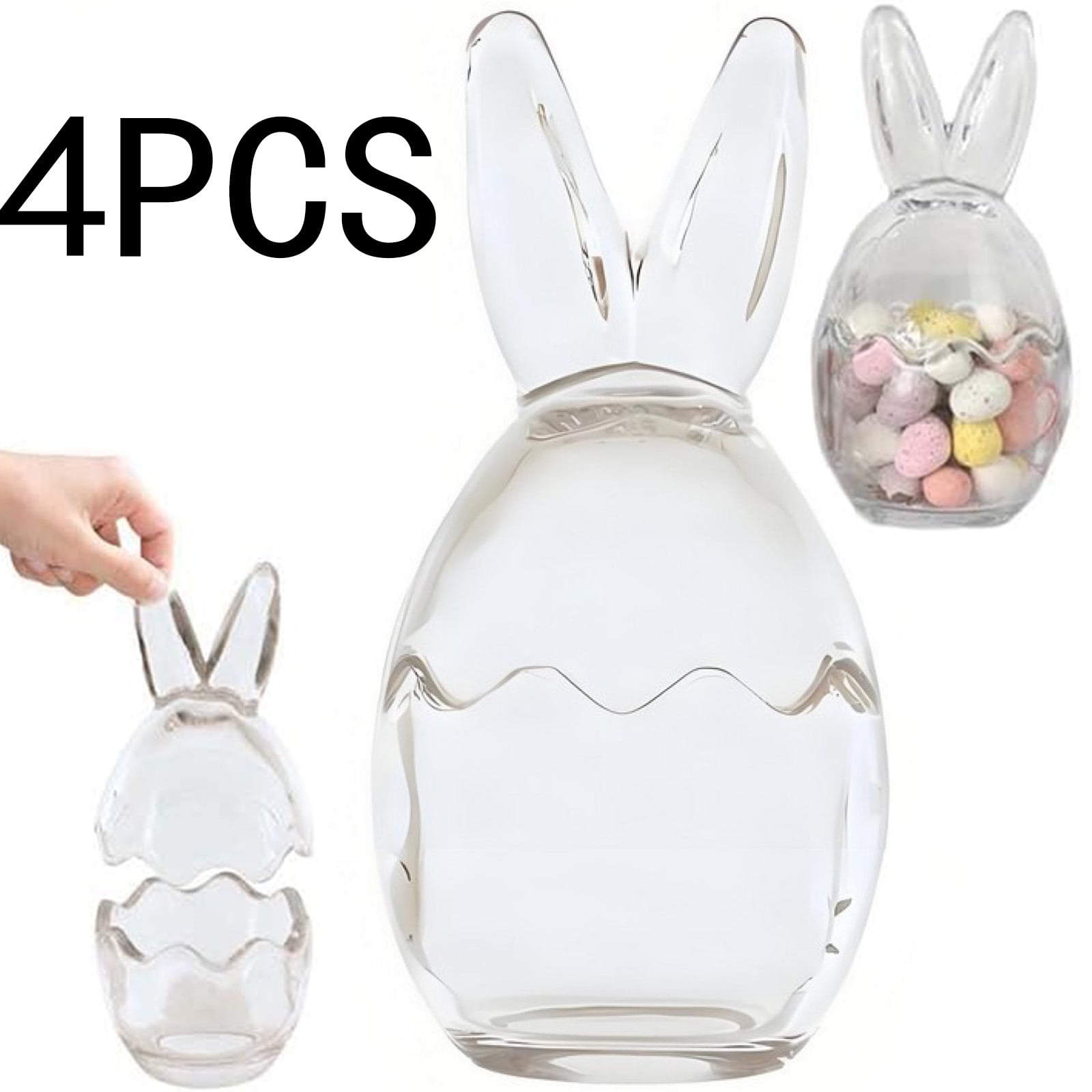 Easter Candy Jar,Bunny Container,Large Clear Easter Egg,Easter Jar,Mini ...