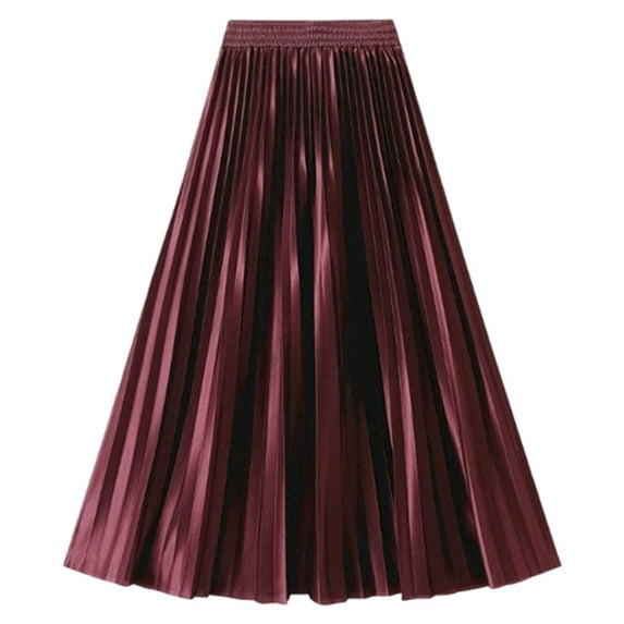 Easter Carnival Elegant Summer High Waist Glossy Pleated Midi Skirt ...