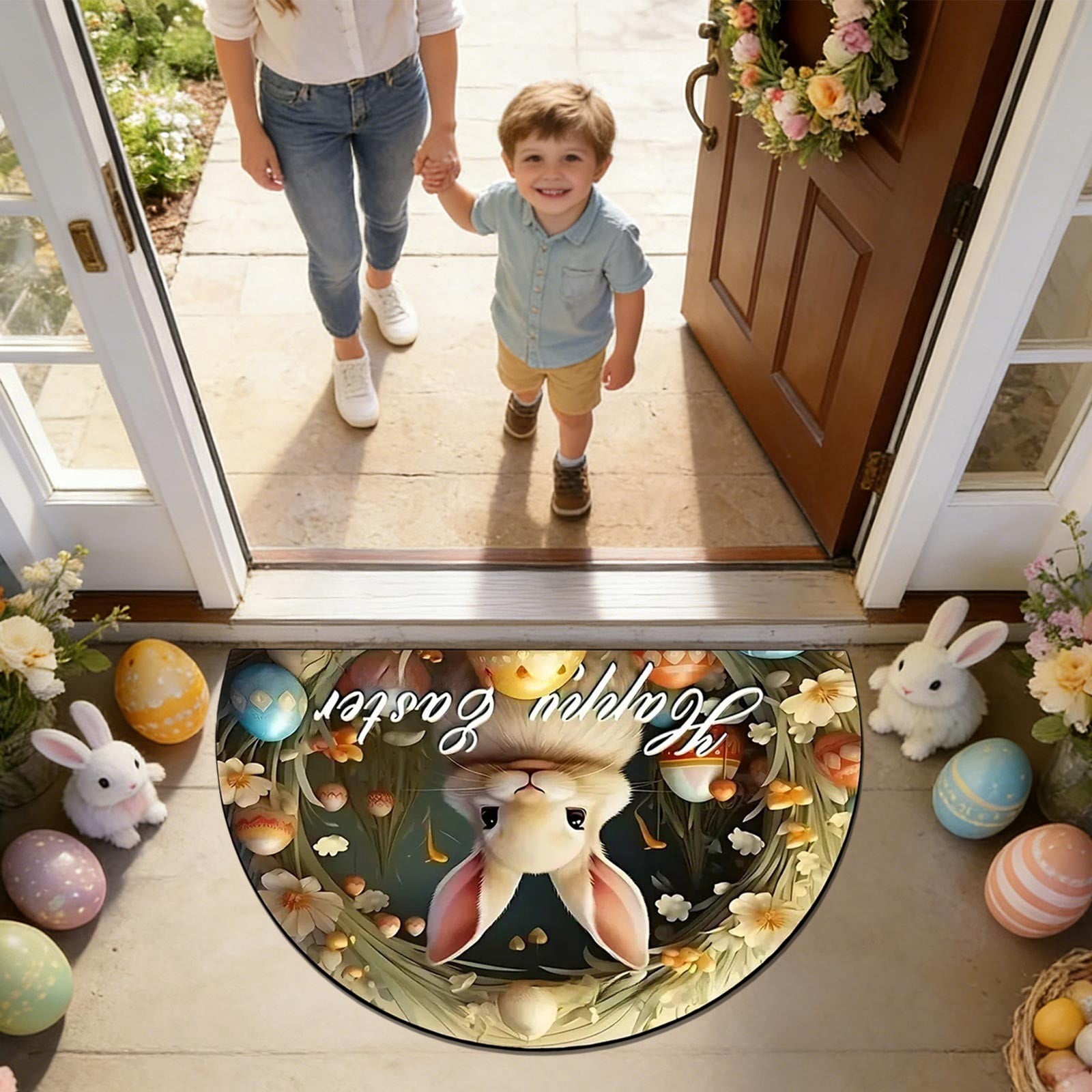 Easter Carpet Mat, Absorbent and Nonslip Semicircle Doormat for ...