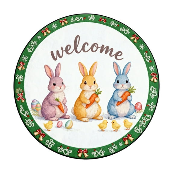 Easter Carpet, Round Easter Bunny Shaped Welcome Mat 2026 Easter ...