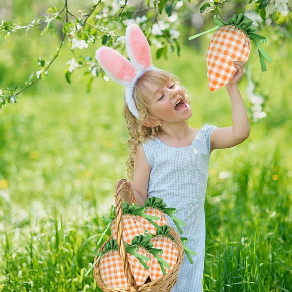 Easter Carrot Design Drawstring Gift Bag Made of Soft Velvet Fabric for ...