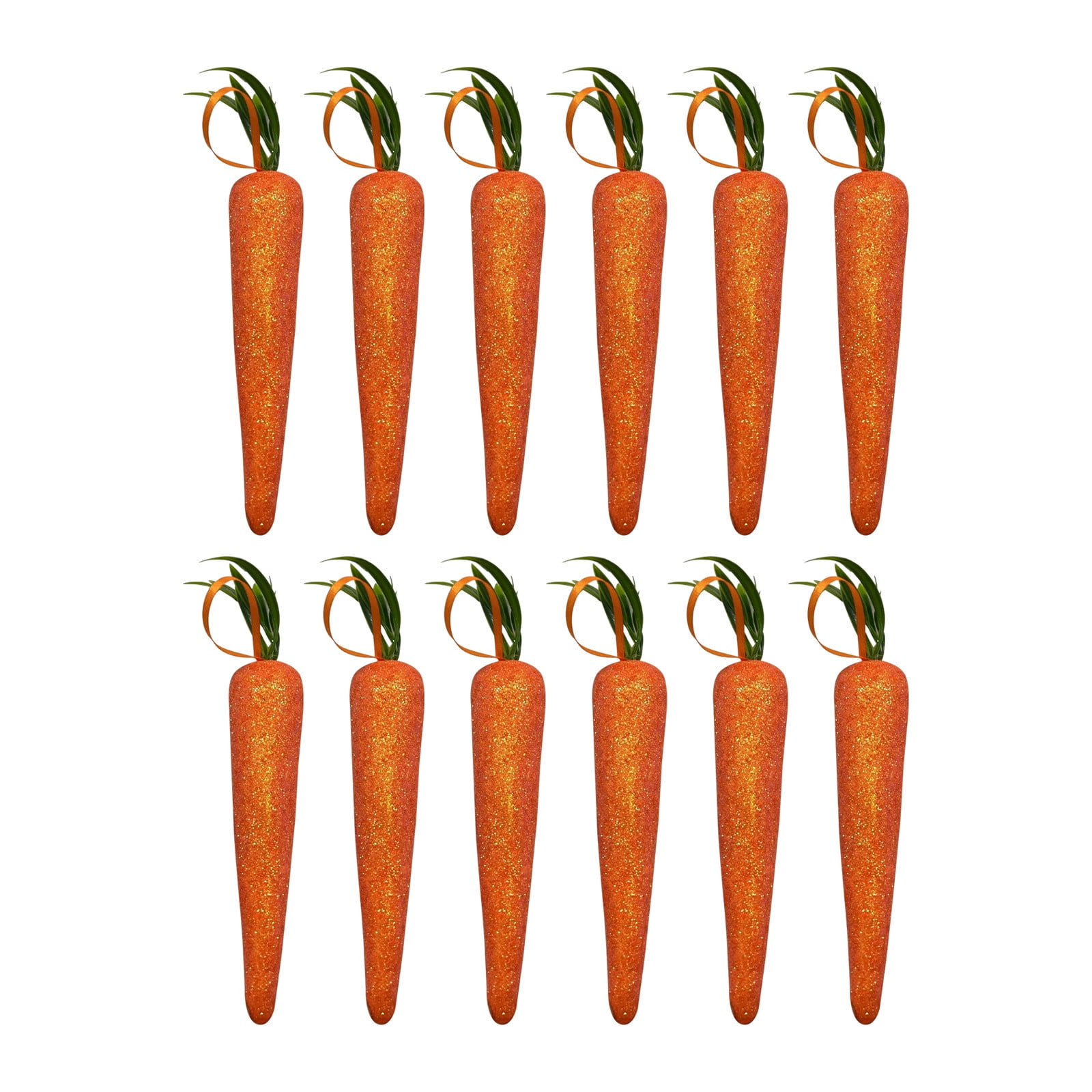 Easter Carrot Hanging Ornaments - 12Pcs Premium Foam Glitter Artificial ...