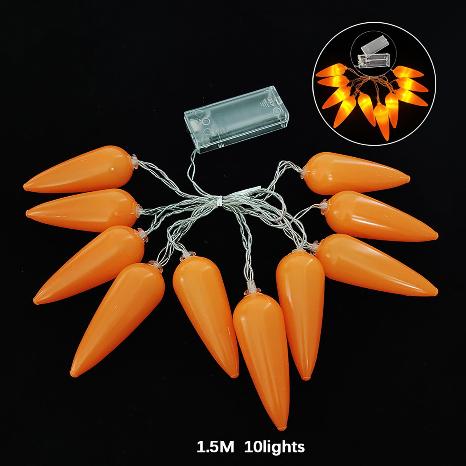 Easter Carrot String Lights - 4.92Ft/1.5M 10LED Multi Color Fairy ...