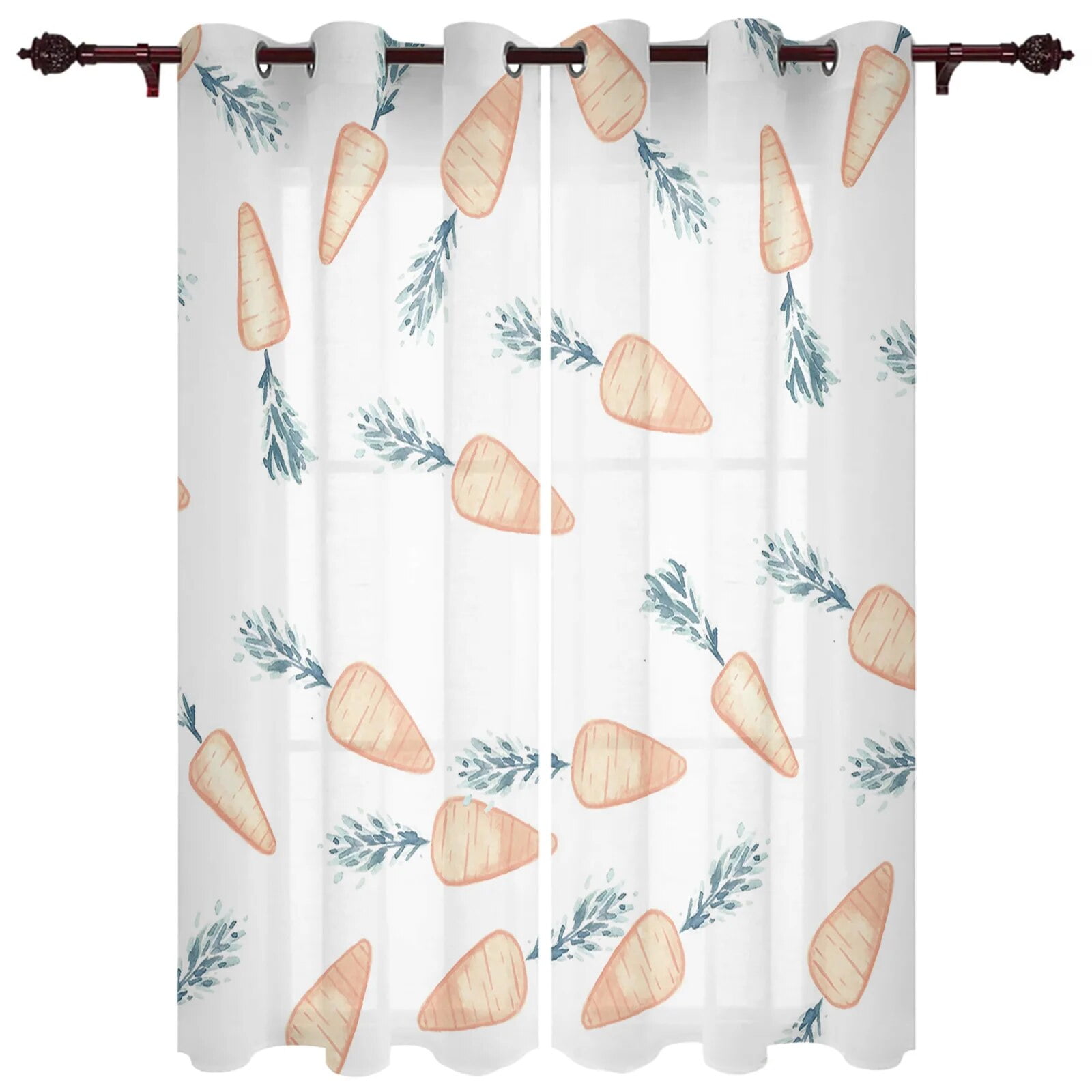 Easter Carrot Tile Pattern Curtains for Living Room Luxury Bedroom ...
