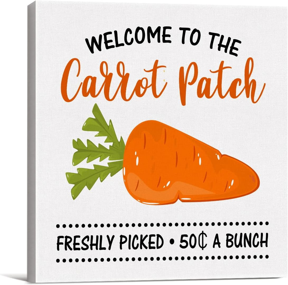 Easter Carrots Sign Wood Box Sign Desk Decor 7x7 Inch Farmhouse Welcome ...