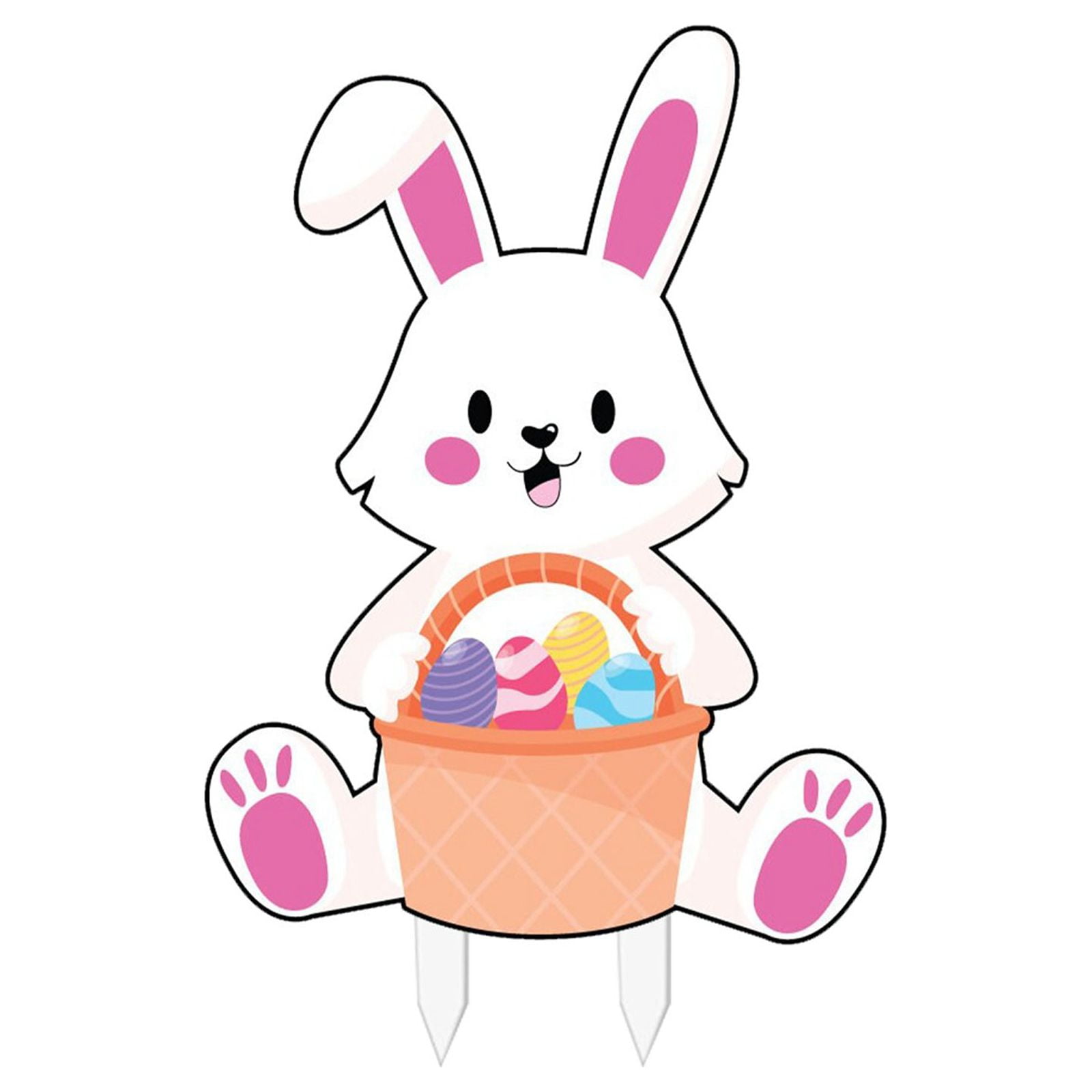 Easter Cartoon Bunny Garden Signs Cute Rabbits with Eggs Easter Ground ...