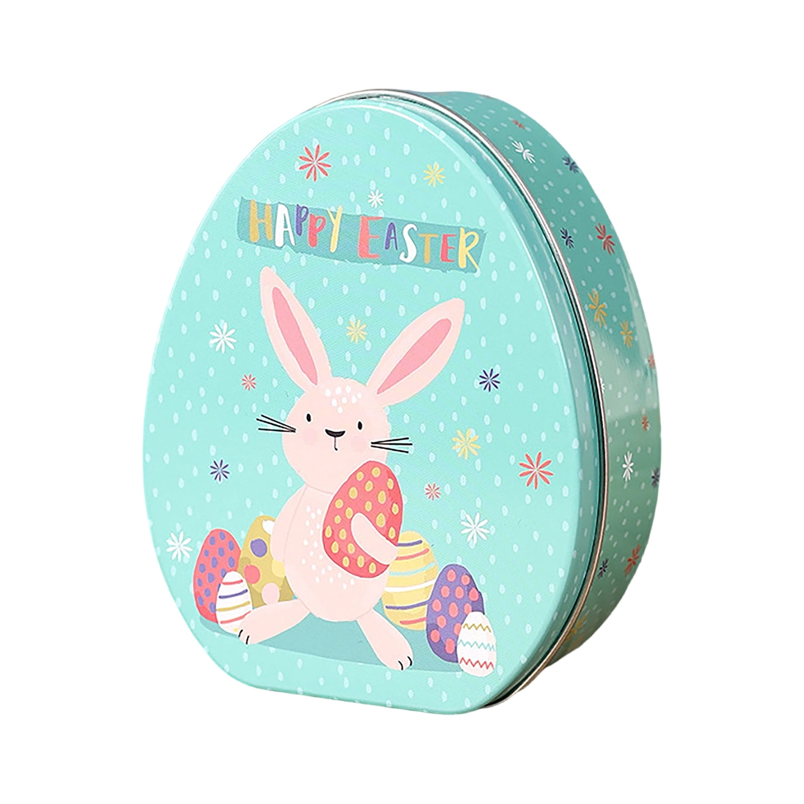 Easter Cartoon Bunny Metal Tin Box, Tinplate Can, Easter Egg-shaped ...