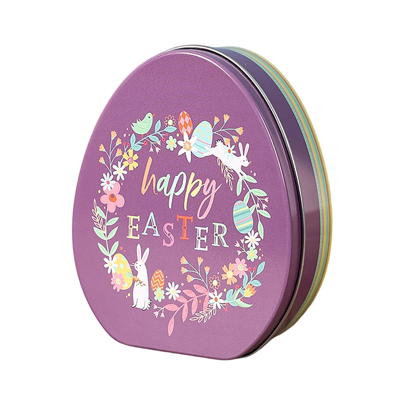 Easter Cartoon Bunny Metal Tin Box, Tinplate Can, Easter Egg-shaped ...
