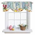 Easter Cartoon Bunny Tie Up Valances Curtain, Spring Tulips Daisy Leaf ...