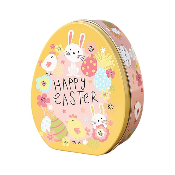 Easter Cartoon Bunny Tin Storage Box, Egg - Shaped Organizer For ...