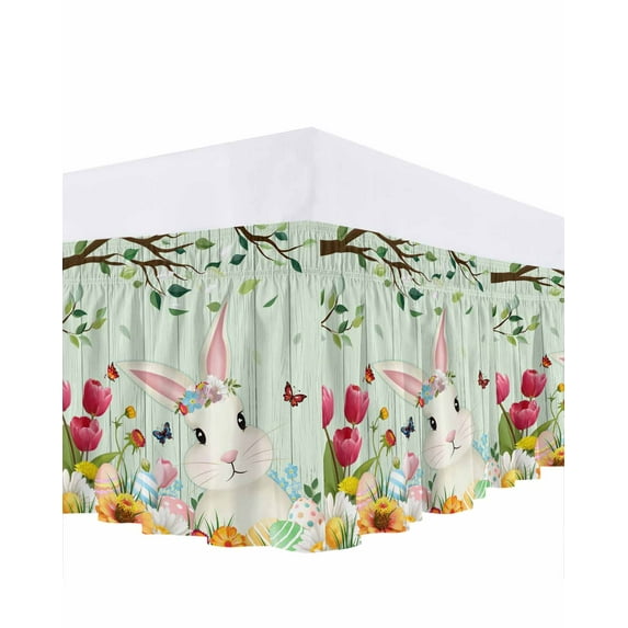 Easter Cartoon Rabbits Bed Skirt Queen Size 16 Inch Drop, Spring ...