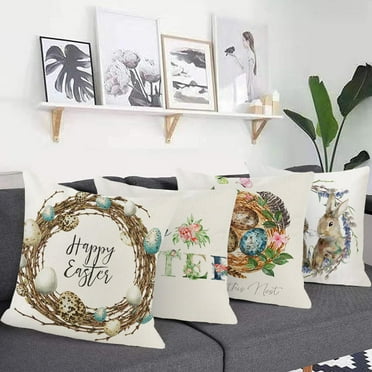 Easter Bunny Throw Pillow Cushion Cover, Photo of Beautiful Rabbit with ...