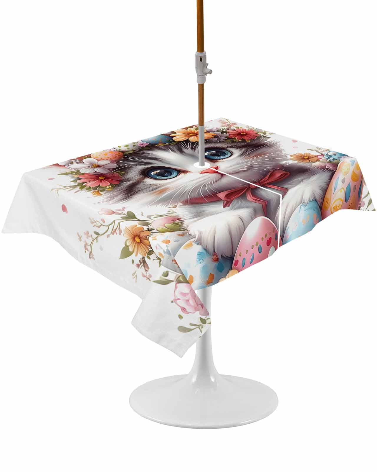 Easter Cat Rectangle Outdoor Tablecloth, Waterproof Table Cloth Cover ...