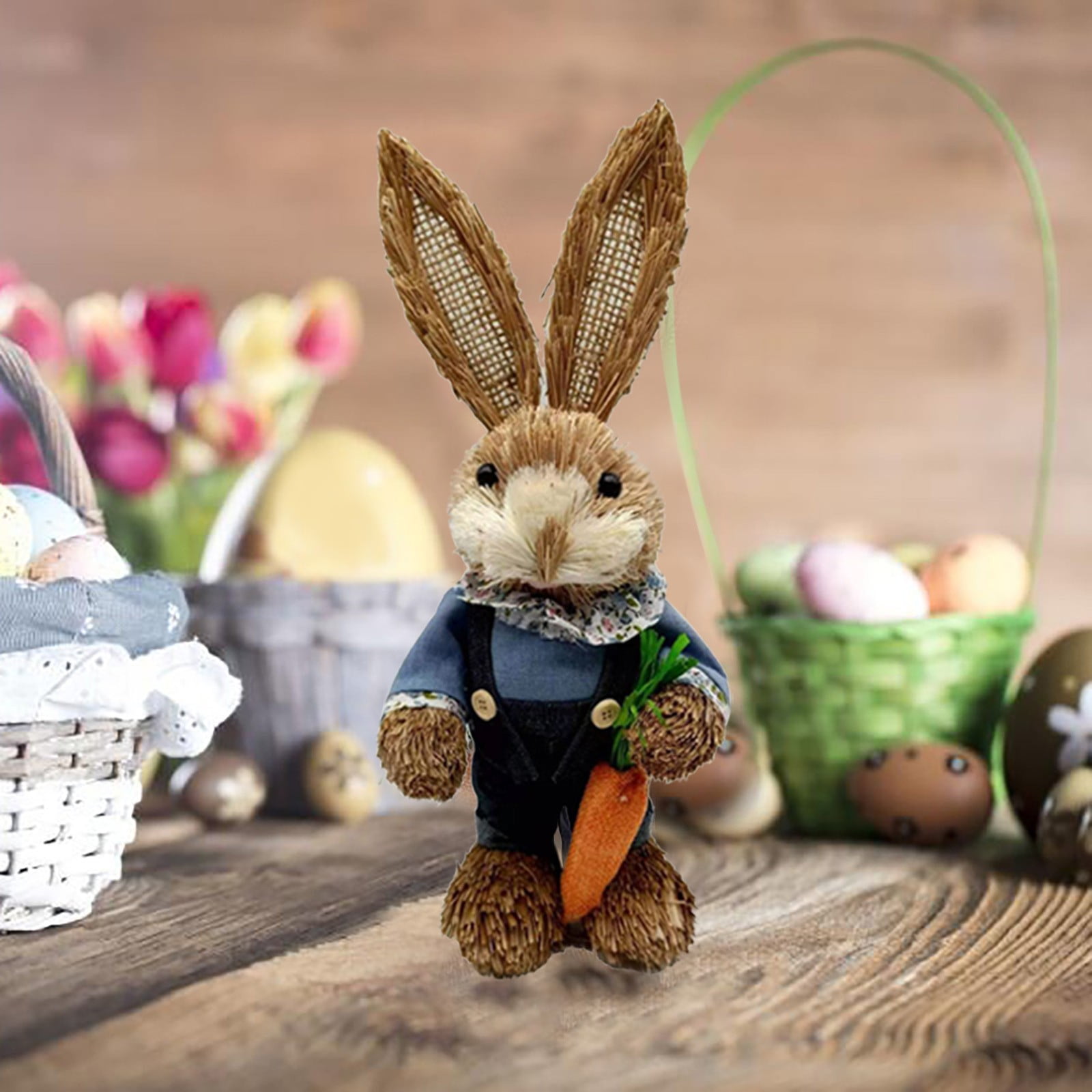 Easter Cattails Wooden Rabbit Ornament, Easter Decorations, Easter ...