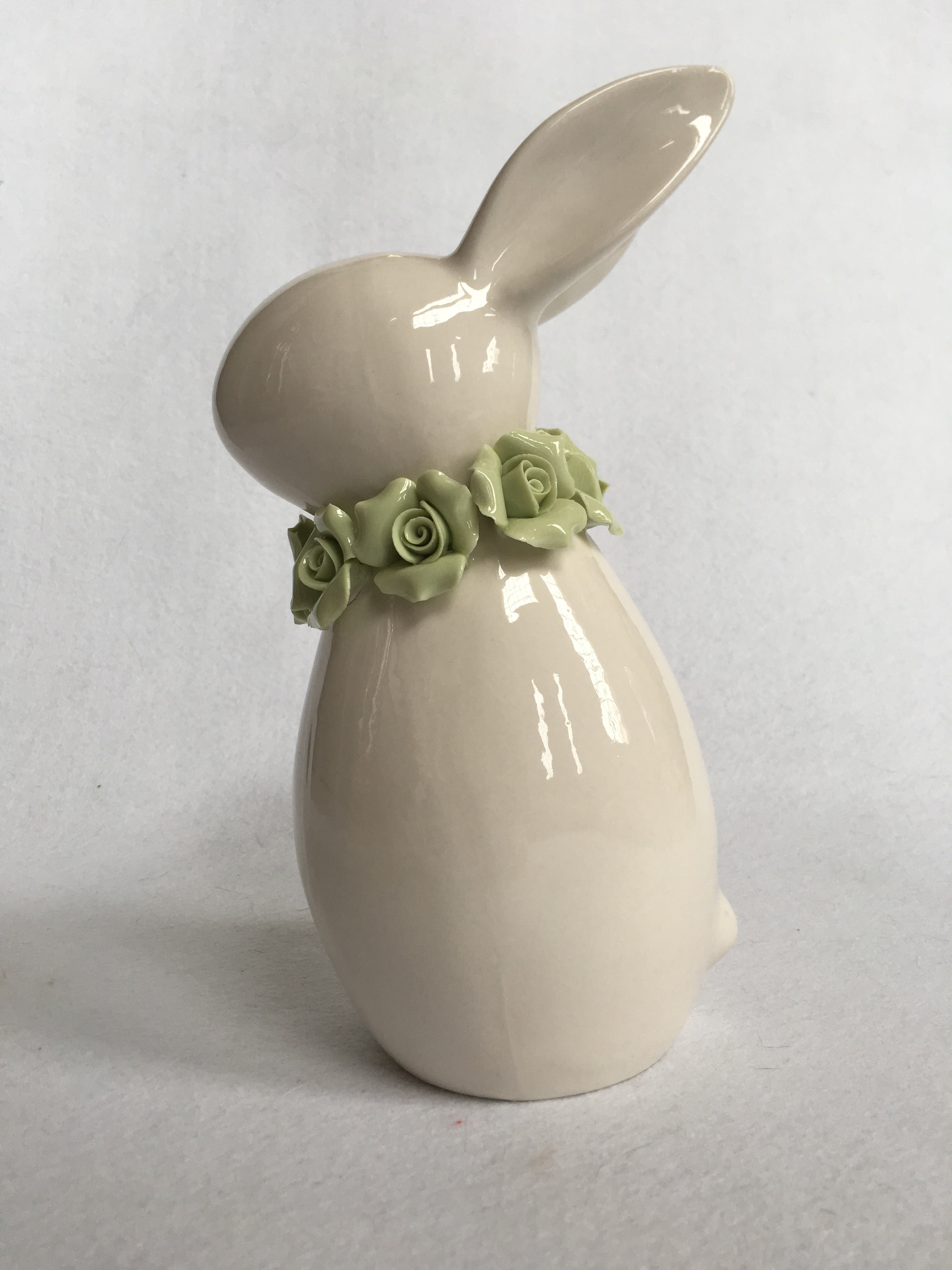 Easter Ceramic Bunny with Rose Collar - Walmart.com