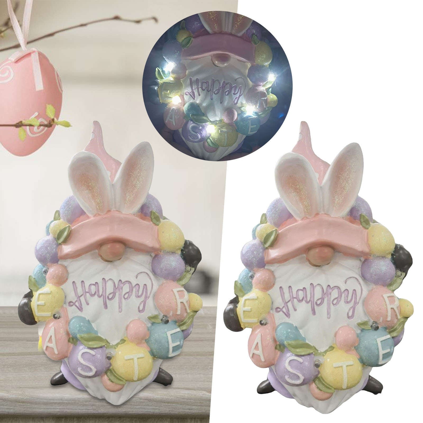 Easter Ceramic Rabbit Lighted Bunny Easter Decorations For Home Room ...