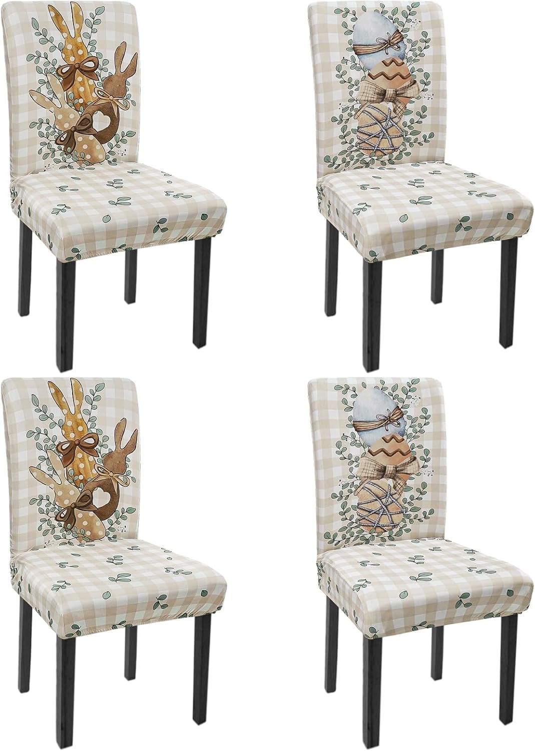 Easter Chair Covers Set of 4 Easter Eggs Peeps Bunny Spring Stretch ...