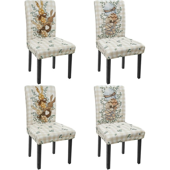 Easter Chair Covers Set of 4 Easter Eggs Peeps Bunny Spring Stretch ...