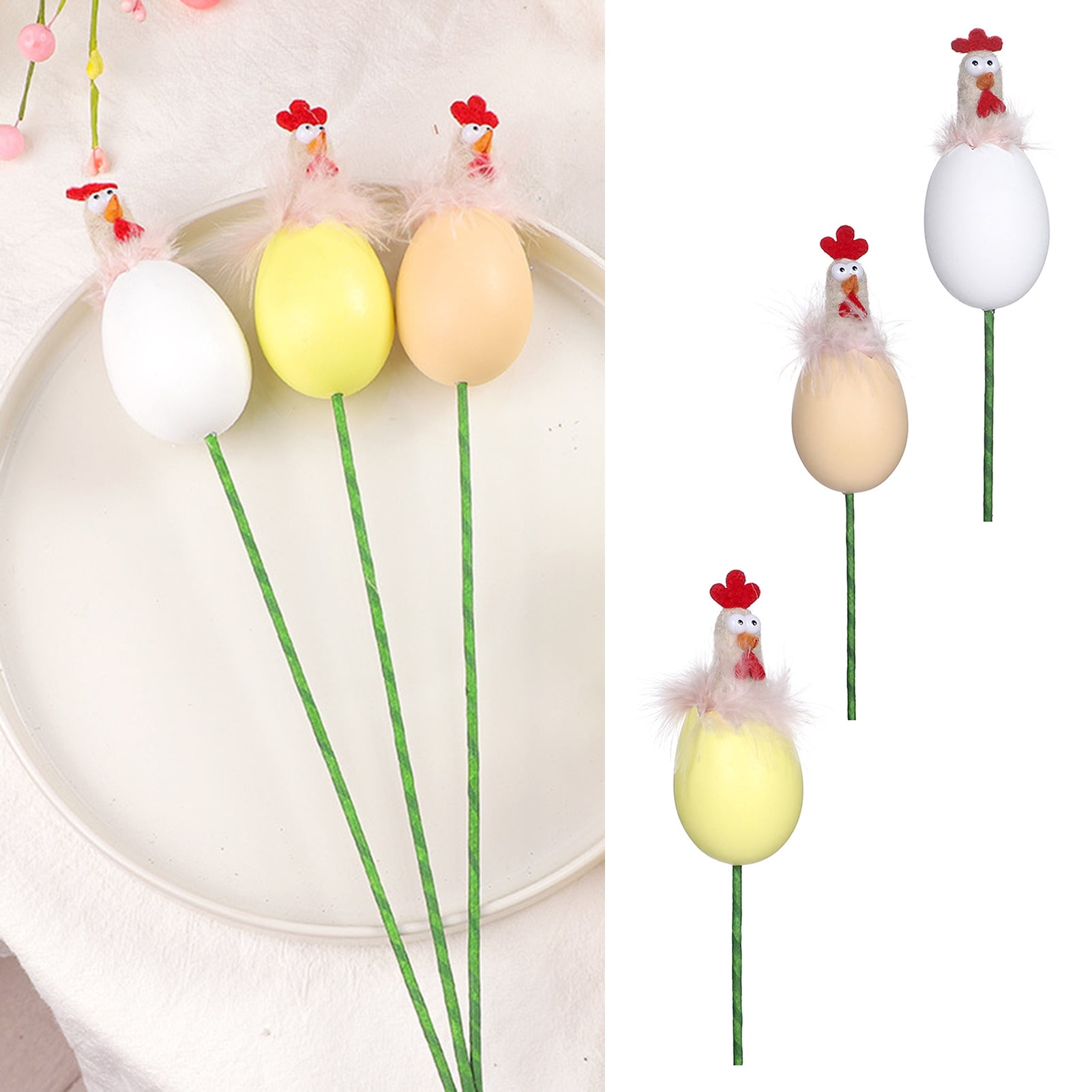 Easter Chick Decoration Plush Chick Figurine Chick in Eggshell Pick for ...