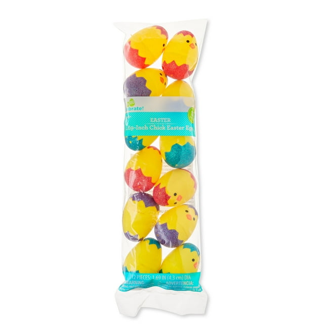 Easter Multicolor Chick Plastic Fillable Eggs, 2 in, 12 Count, by Way ...
