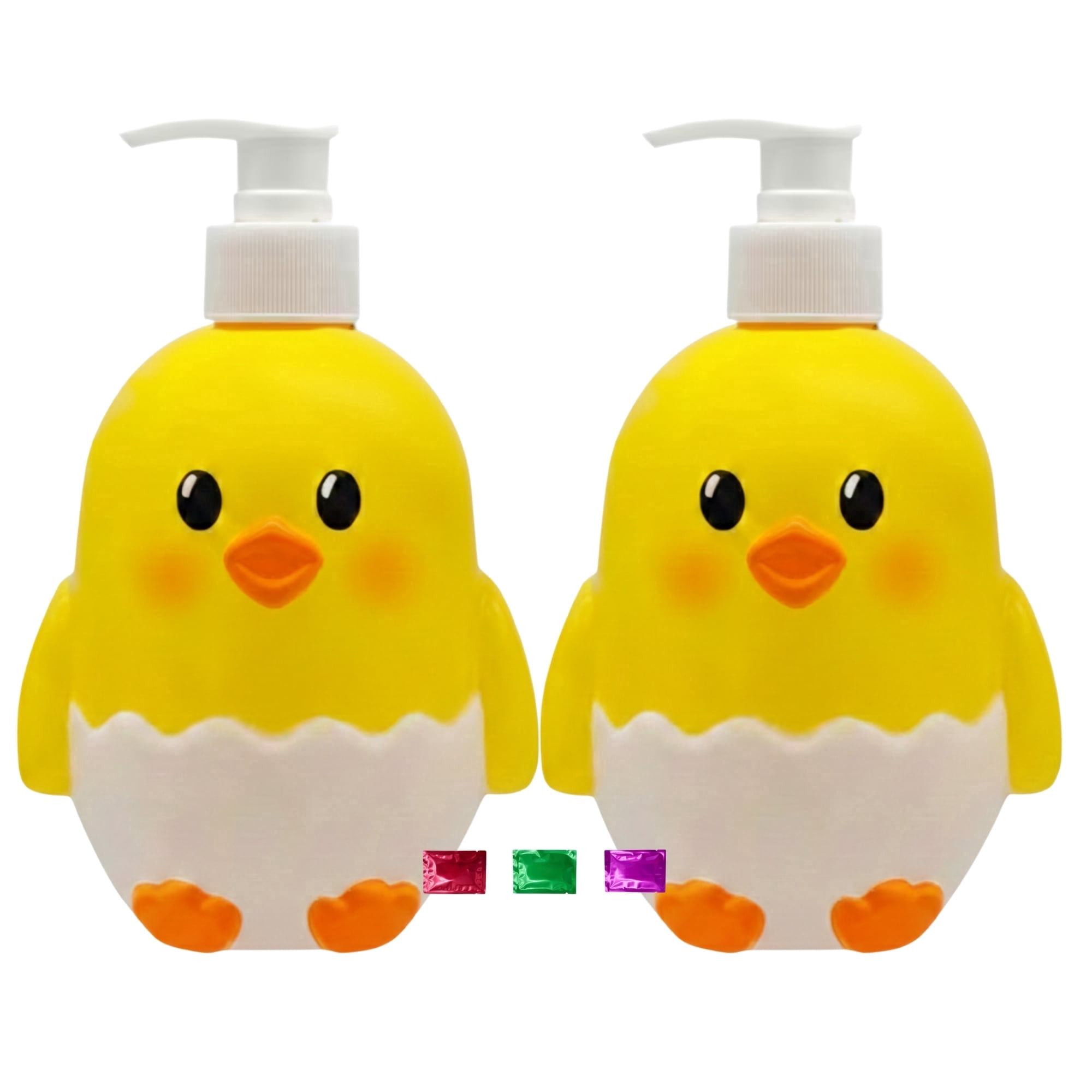 Easter Chick Hand Soap Container Set of 2, 10-oz Refillable Liquid Soap ...