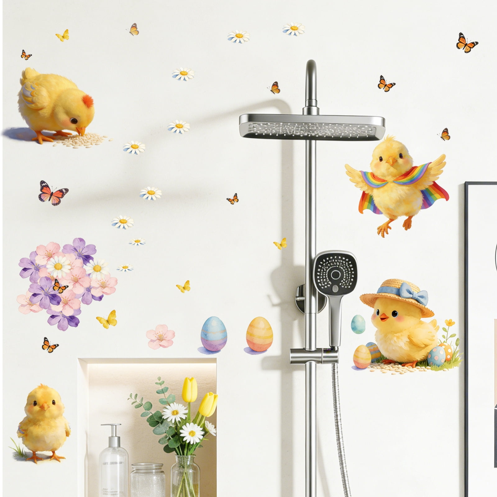 Easter Chick Wall Decals Set, Cartoon Style Peel And Stick Wall ...