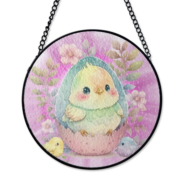 Easter Chick Yellow Bird Suncatcher Stained Glass Style UV Printed ...