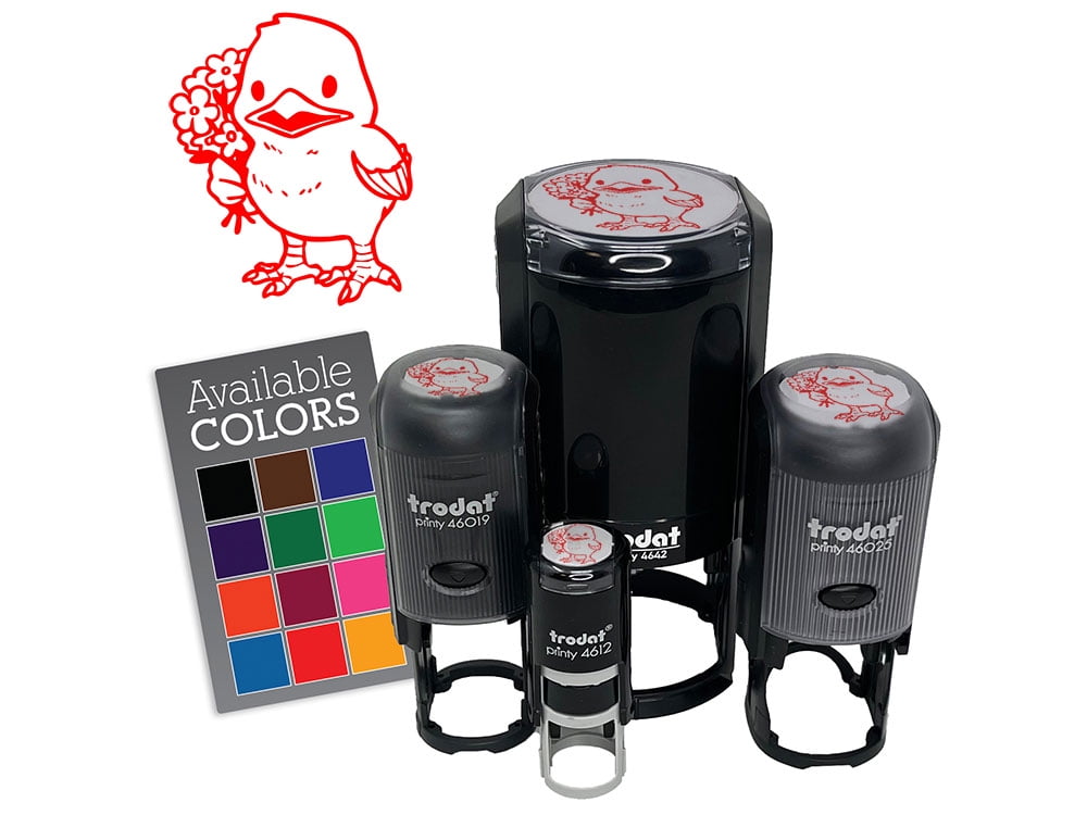 Easter Chicken Chick With Bouquet of Flowers Self-Inking Rubber Stamp ...