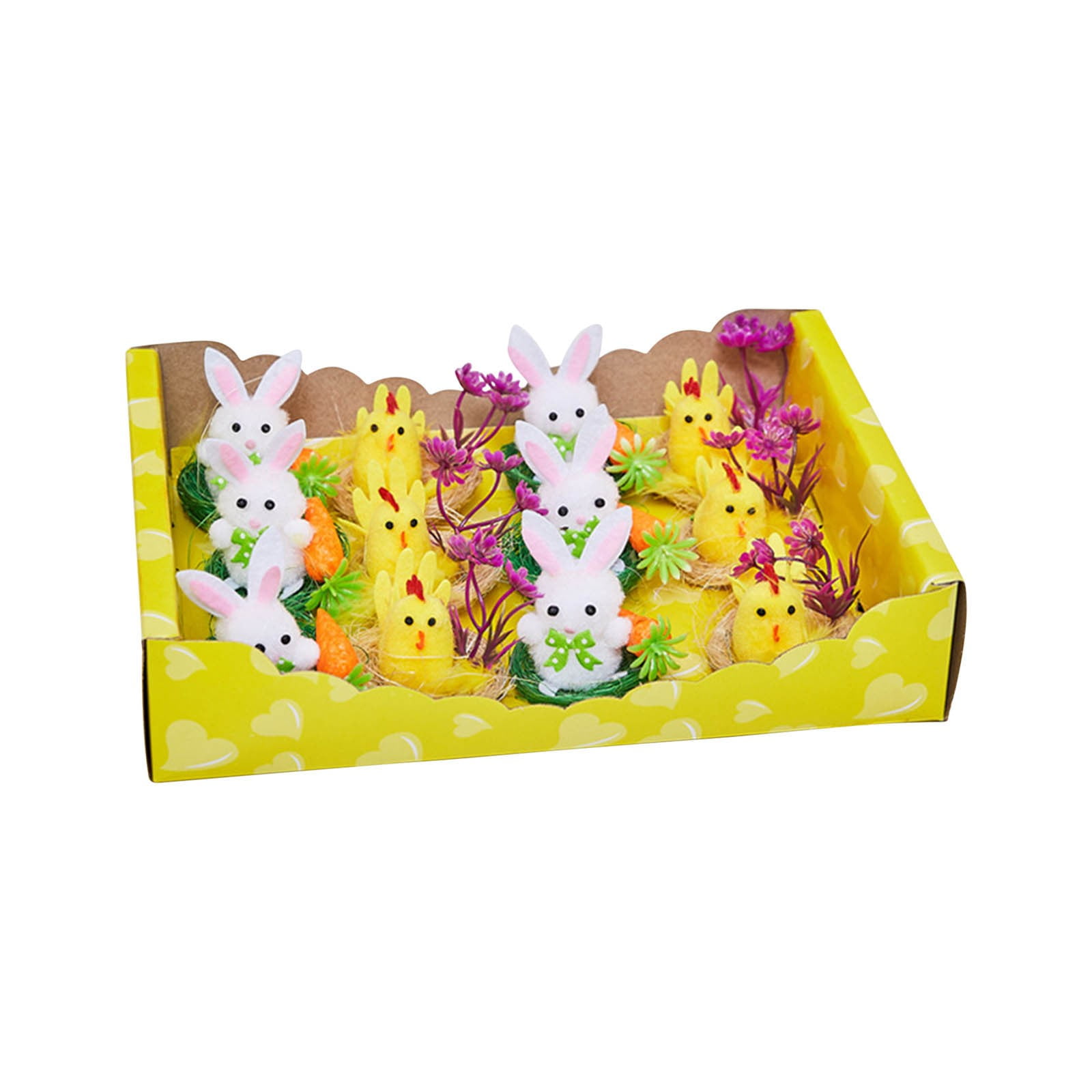 Easter Chicks Bunny Polyester Cake Topper, 12PC Yellow 1.2in Mini ...