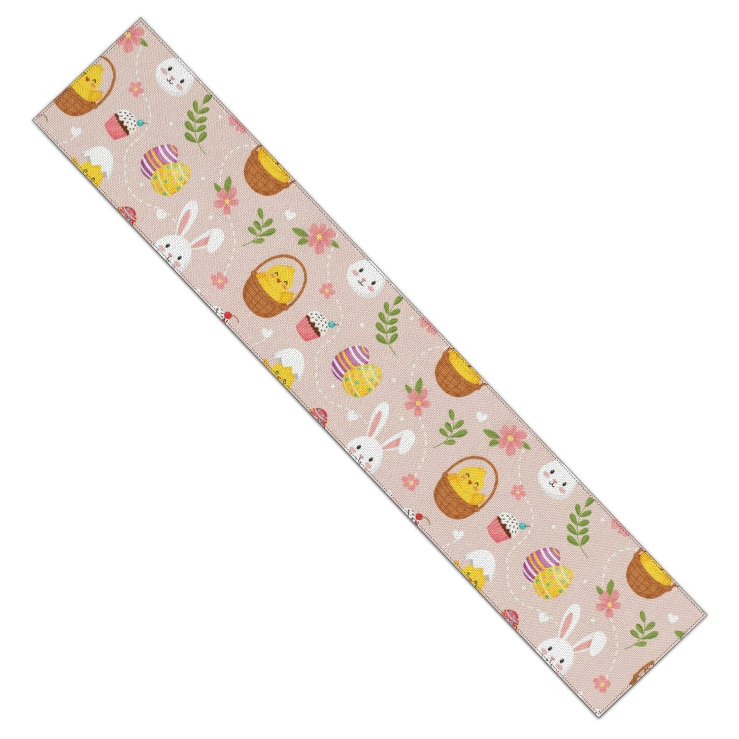 Easter and Chicks Light Pink Pattern Table Runner,Kitchen Dining Table ...