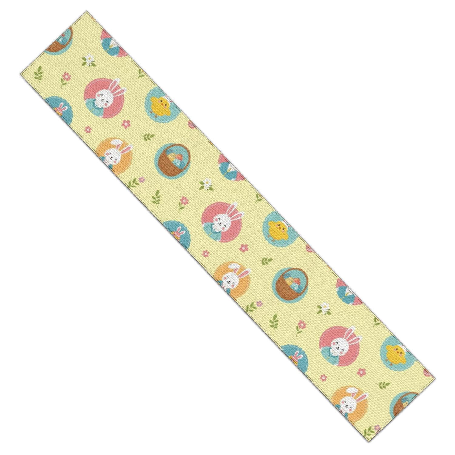 Easter and Chicks Yellow Pattern Table Runner,Kitchen Dining Table ...